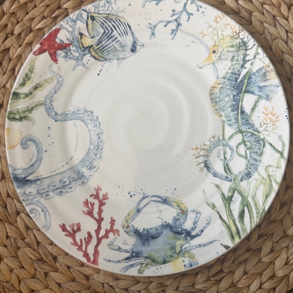 Pier 1 | Dining | Pier Oceanic Ceramic Dinner Plate With Blue And Red ...
